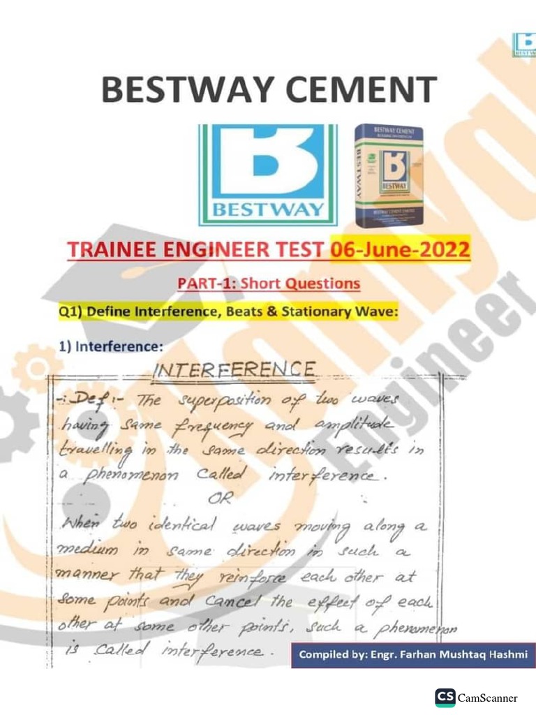BestWay Trainee Engineer Test 06 June 2022 | PDF