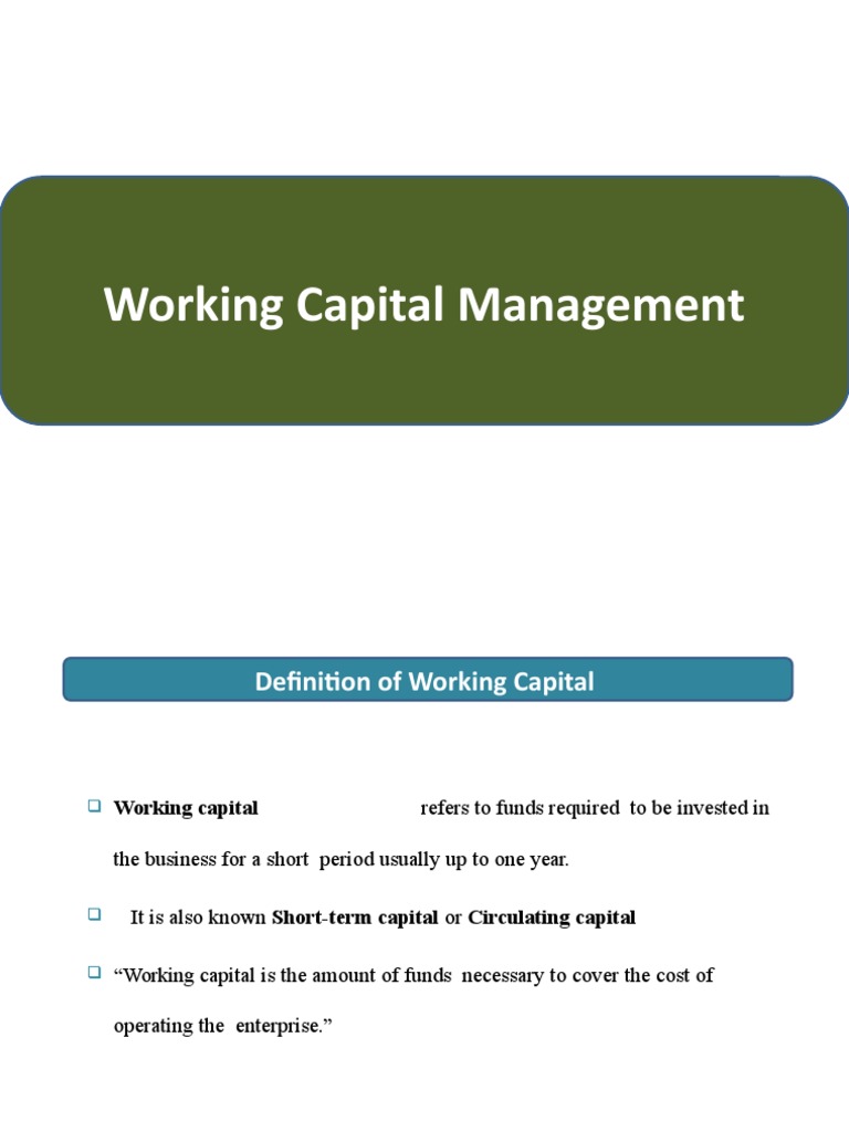 Working Capital Operating Cycle and Factors Affecting WC | PDF ...