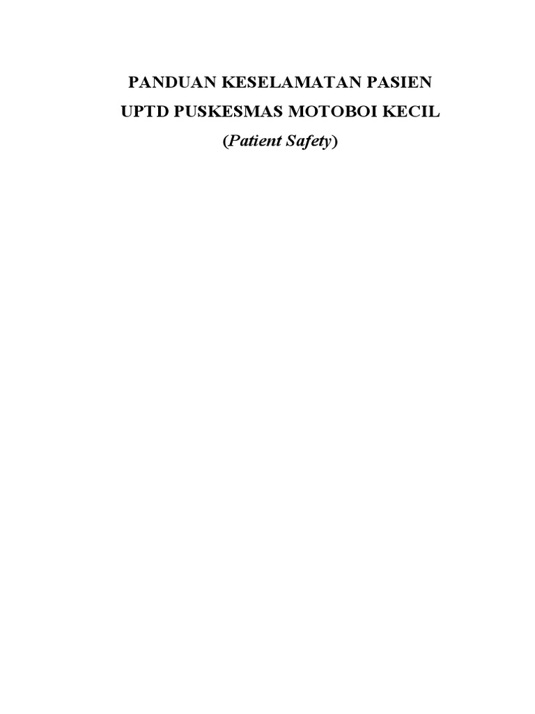 Panduan Keselamatan Pasien Puskesmas Mocil | PDF