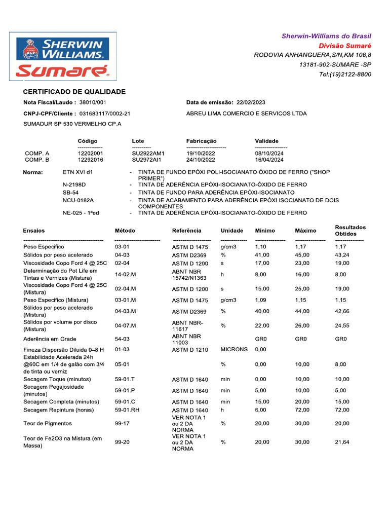 Ficha Tecnica SUMADUR SP530 | PDF