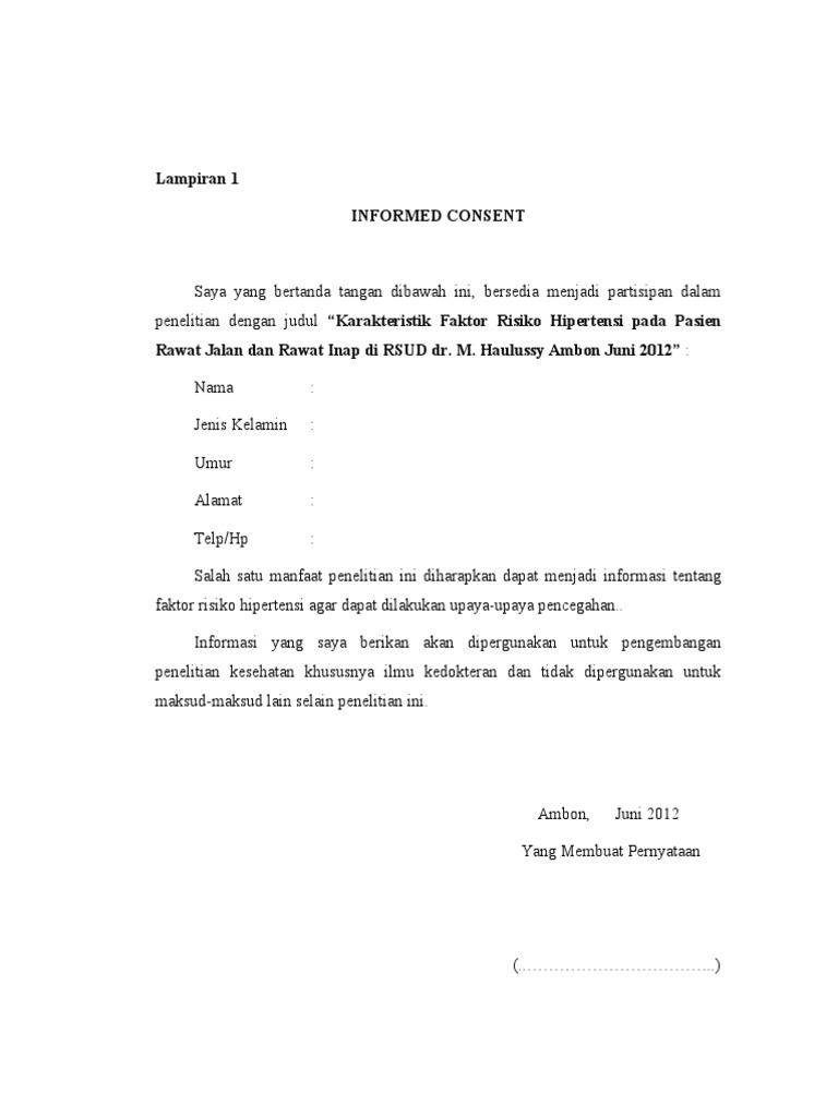 Kuesioner & Informed Consent | PDF