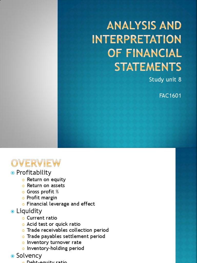 FAC1601-analysis and Interpretation of Financial Statements | PDF