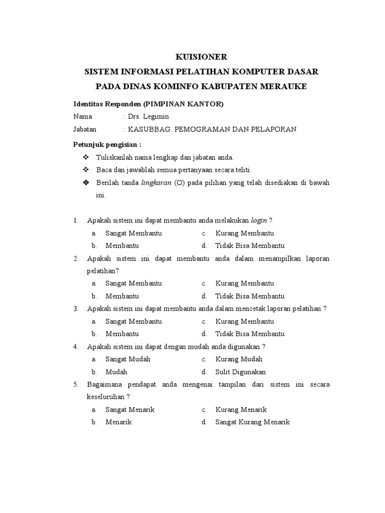 Kuisioner Kominfo | PDF