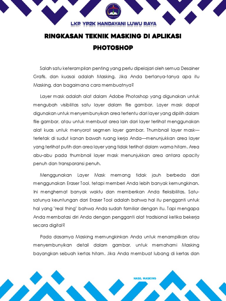 03 Ringkasan Teknik Masking Di Aplikasi Photoshop | PDF