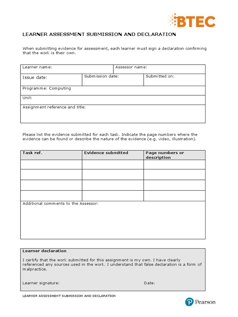 Learner Assessment Submission Declaration | PDF