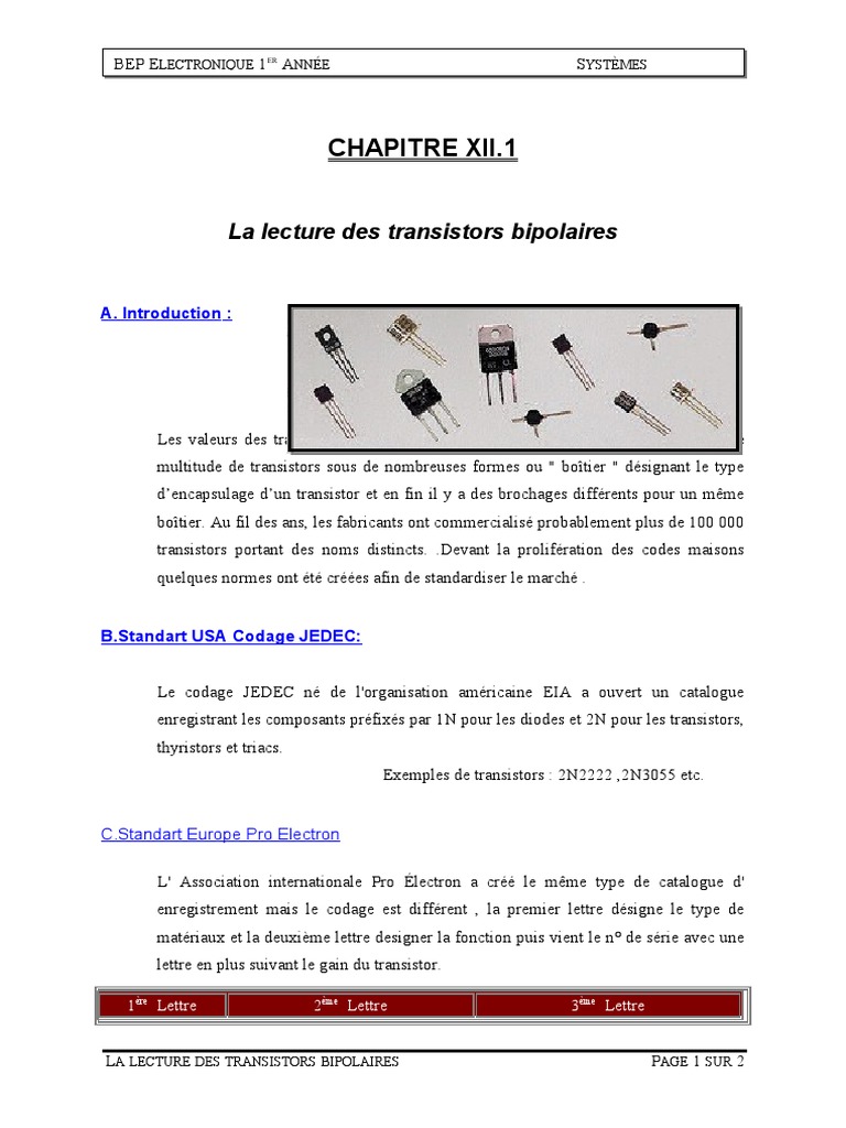La Lecture Des Transistors Bipolaires TD | PDF