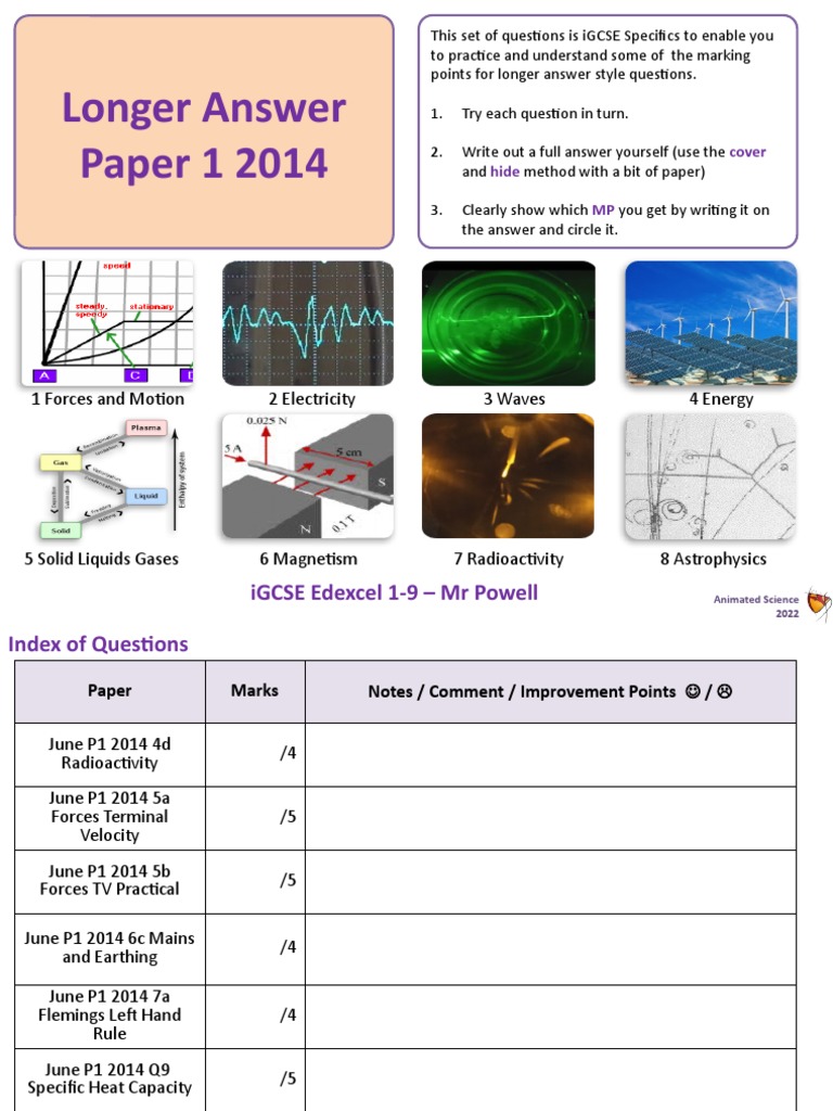 iGCSE Science Practice Questions Guide | PDF | Force | Radioactive Decay