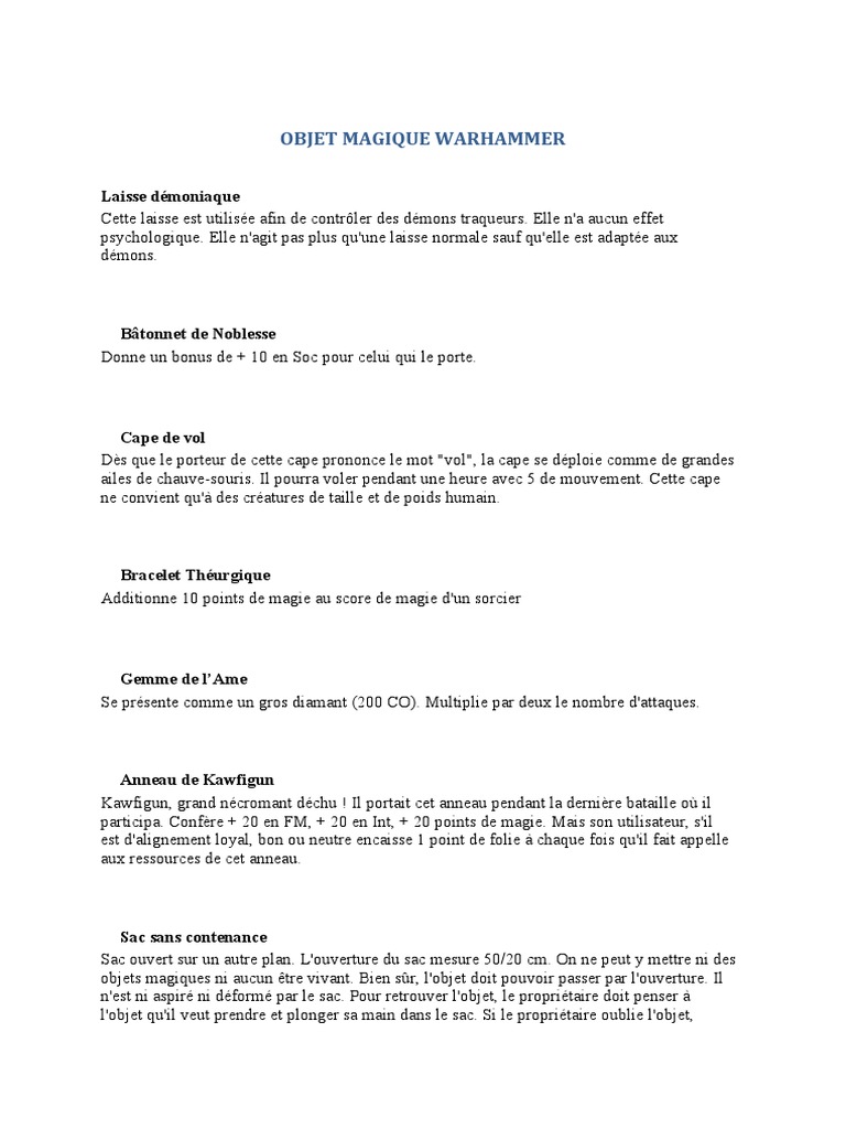 Objet Magique Warhammer | PDF