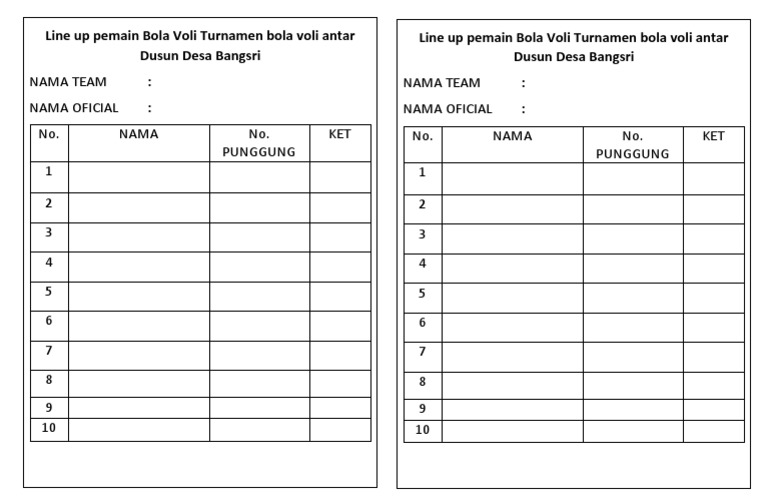 Line Up Pemain | PDF