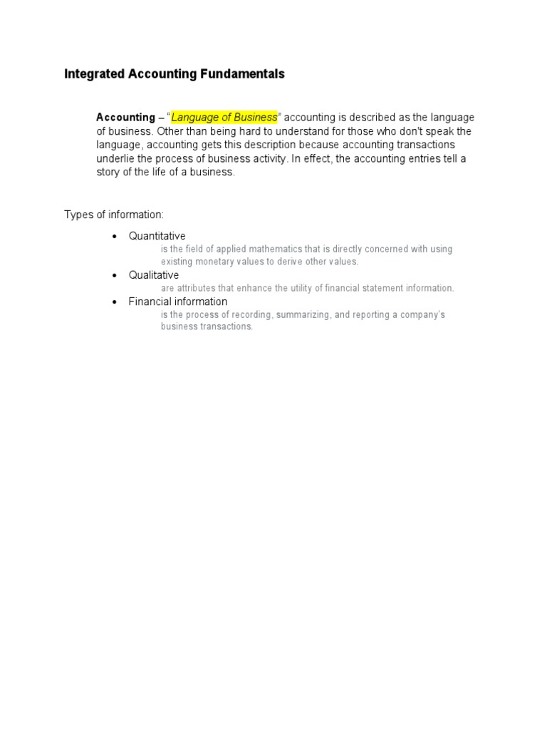 Understanding Integrated Accounting Basics | PDF | Career & Growth