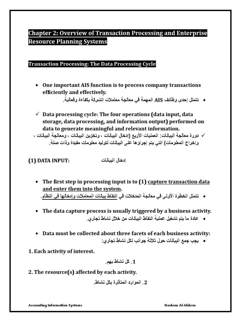 Chapter 2 Overview of Transaction Processing and Enterprise Resource Planning Systems | PDF