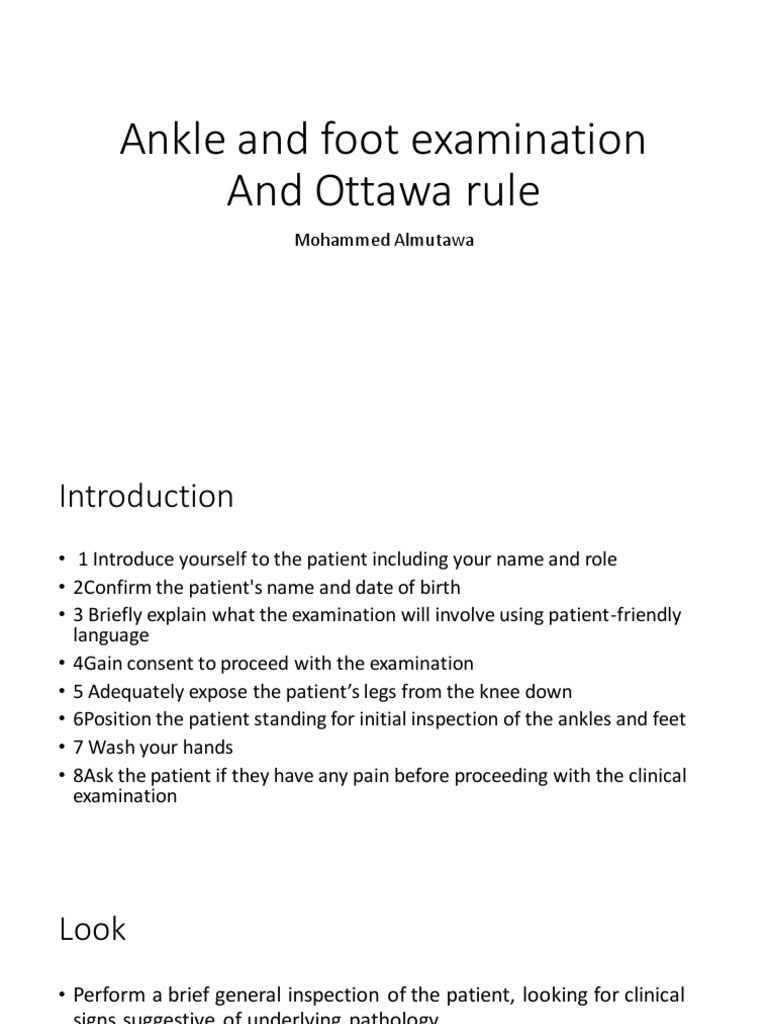 Ankle and Foot Examination and Ottawa Rule: Mohammed Almutawa | PDF
