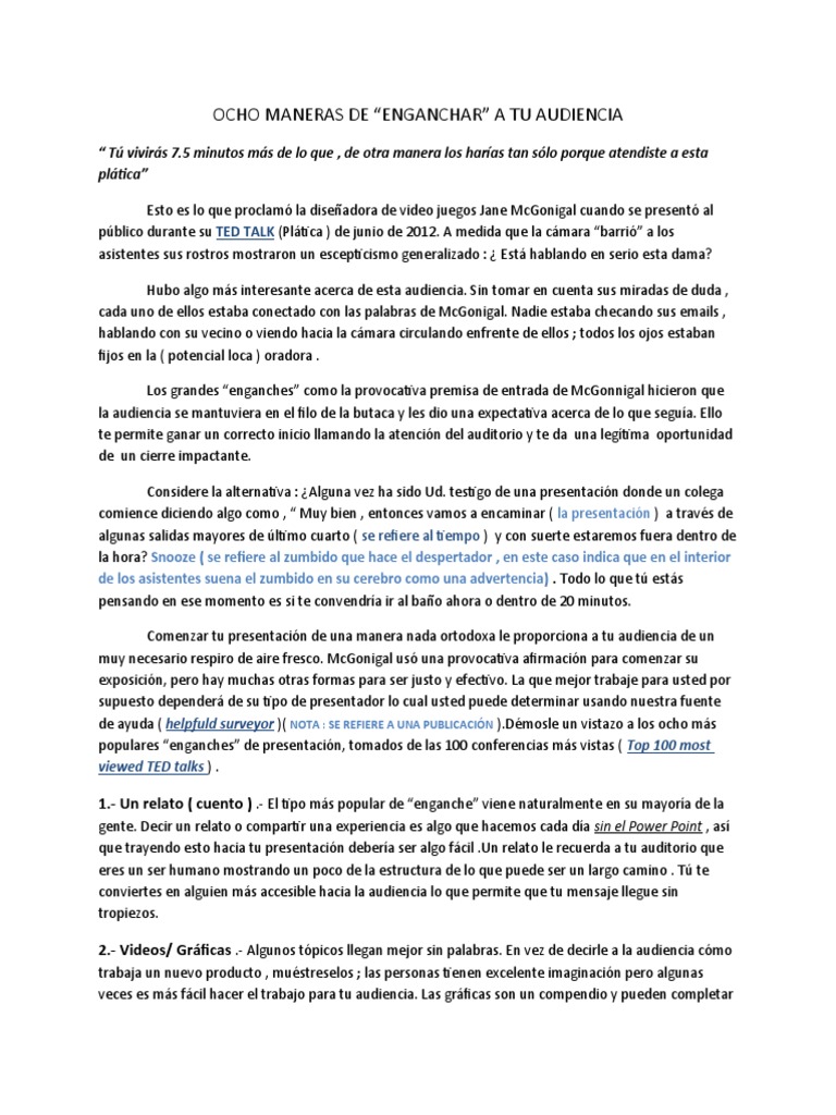 Cómo Enganchar A Tu Audiencia | PDF