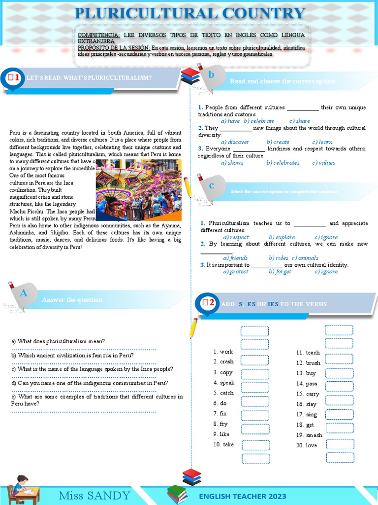 Ficha 02 - Und 05 - Semana 1 - Clase 2 - Jec Urb - Prea1 - Miss Ayda - Pluricultural Country ...