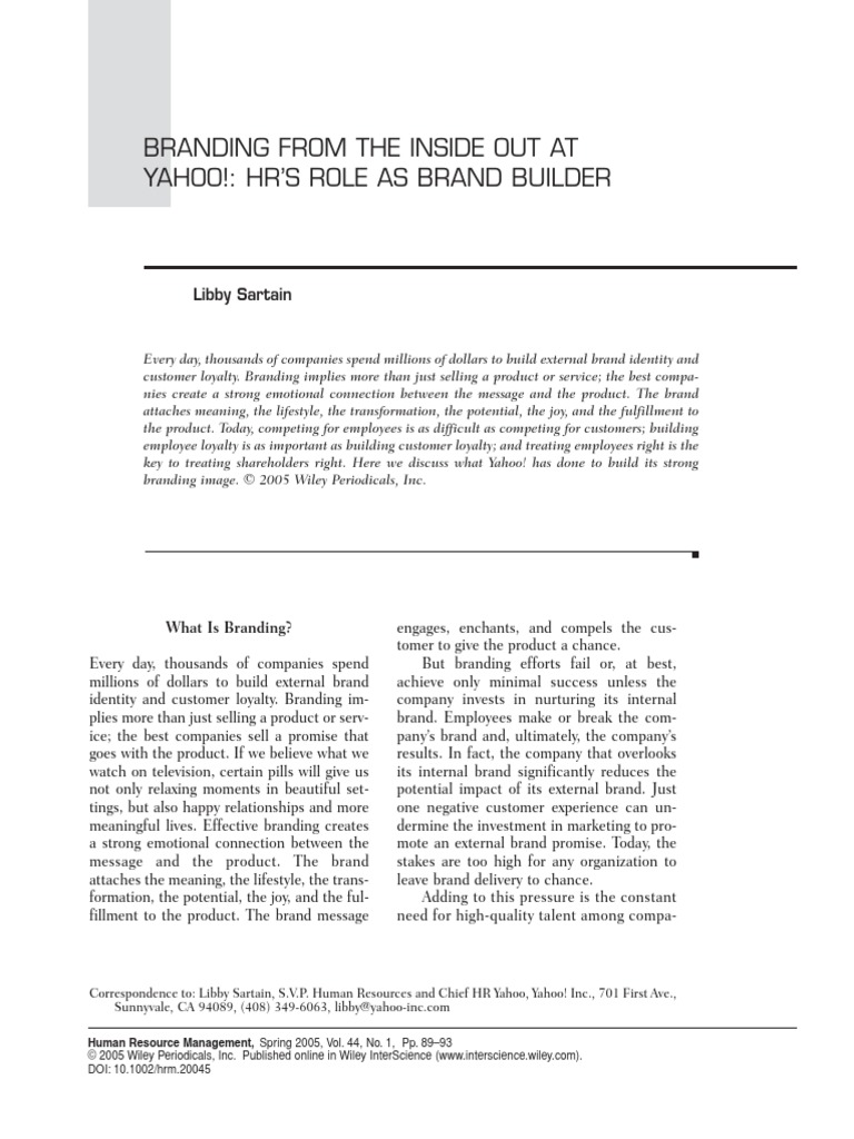 37 Branding From The Inside Out at Yahoo | PDF | Brand | Marketing