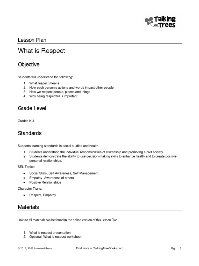 what-is-respect-presentation-lesson-plan | PDF