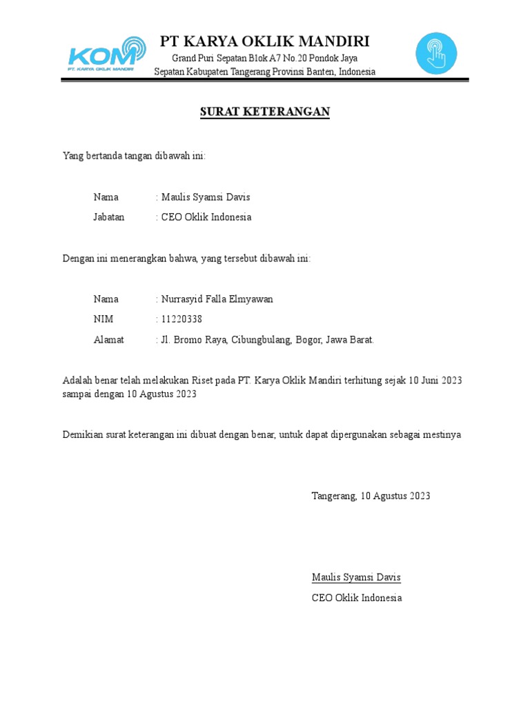 SURAT KETERANGAN RISET | PDF