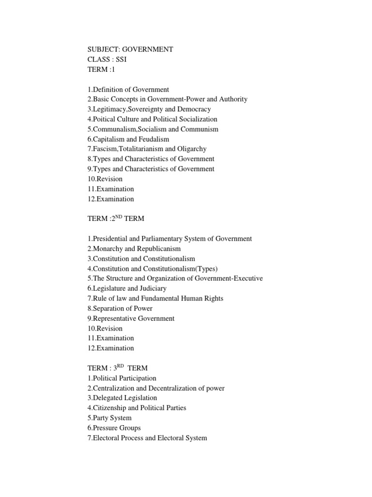 SS1-SS3 Government Sow | PDF | Politics | Social Science