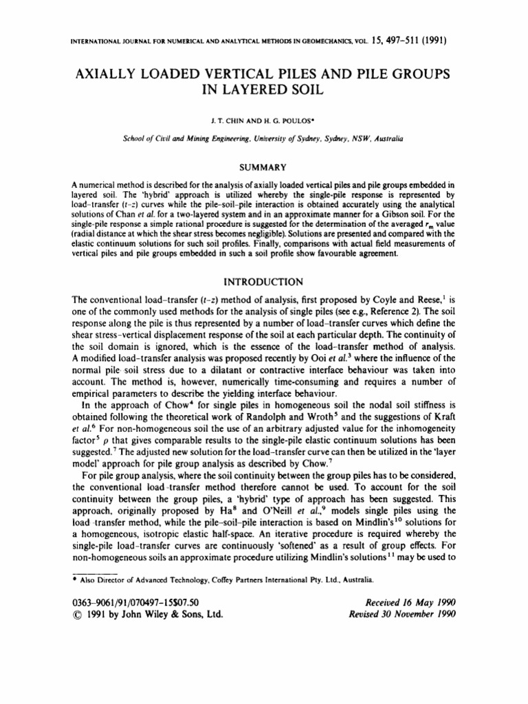 Poulos e Chin - 1991 - Axially Loaded Vertical Piles | PDF | Young's ...