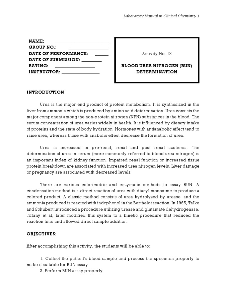 Clinical Chemistry 1 Lab Manual Final | PDF