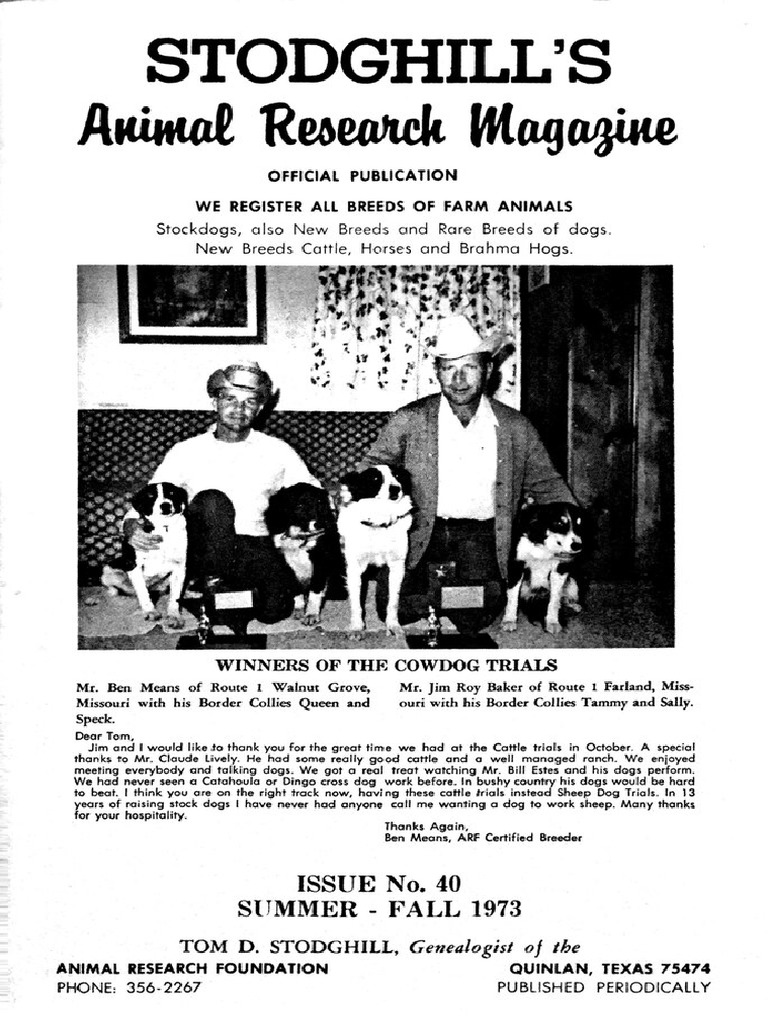 Stodghill's Animal Research Magazine 1973 Summer Issue | PDF ...
