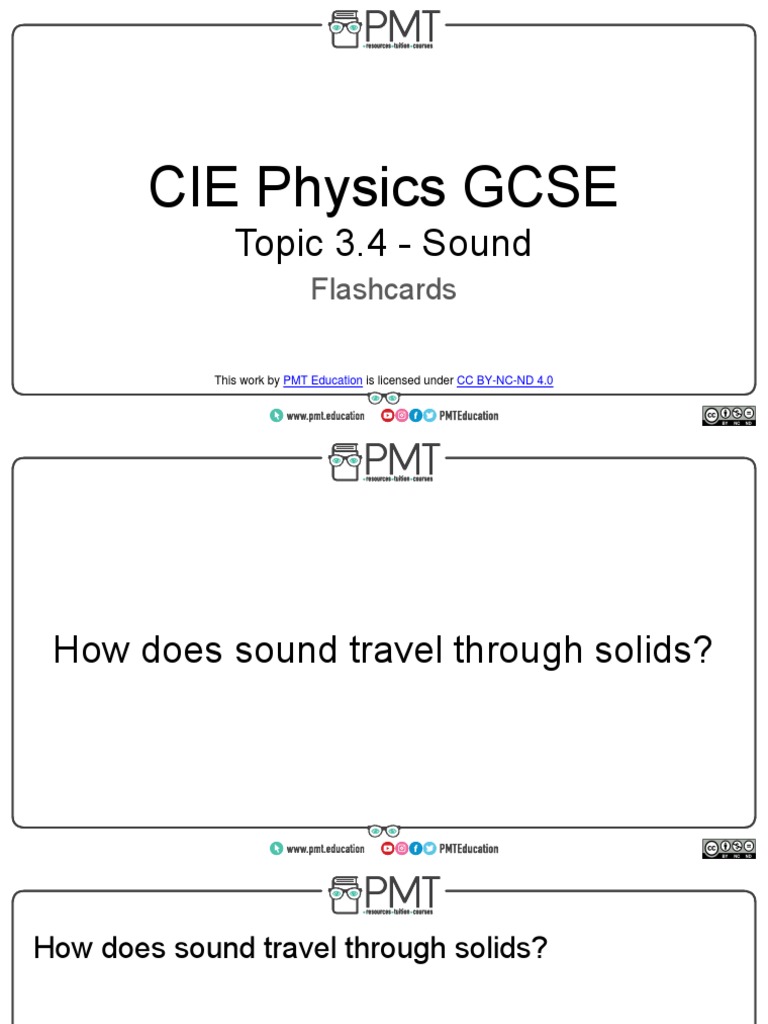 Flashcards - Topic 3.4 Sound - CAIE Physics IGCSE | PDF | Sound | Ultrasound