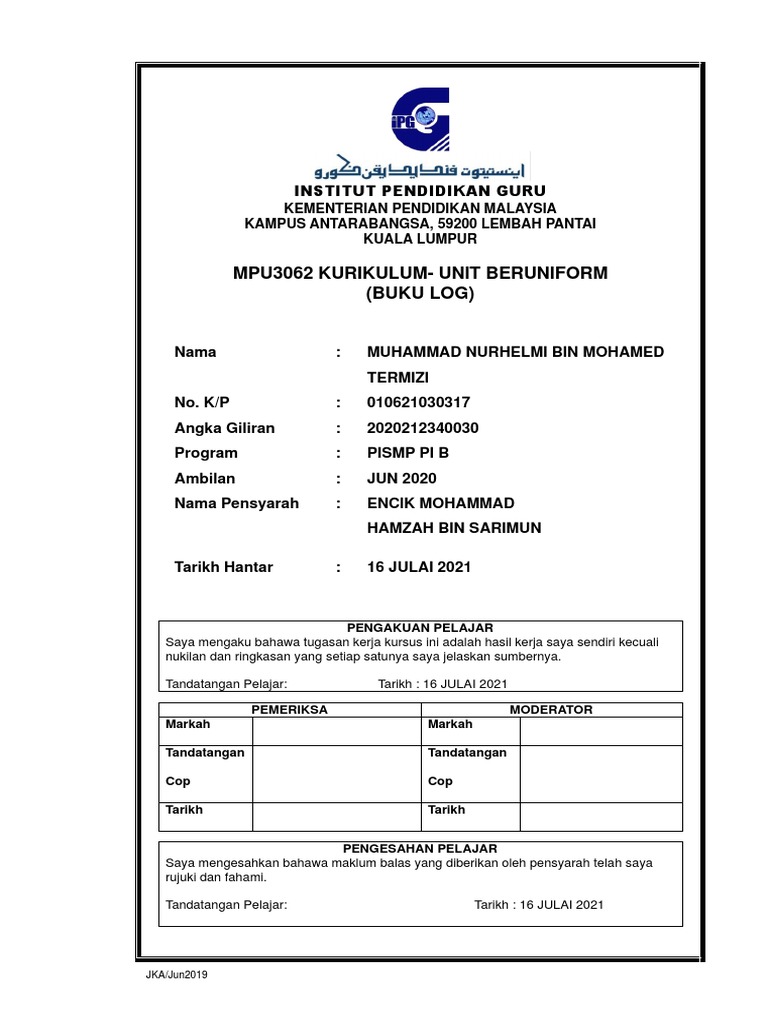 Contoh Buku Log KRS 2 | PDF