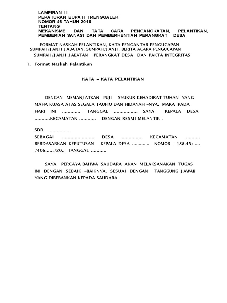 Lampiran II Tata Cara Lantik | PDF