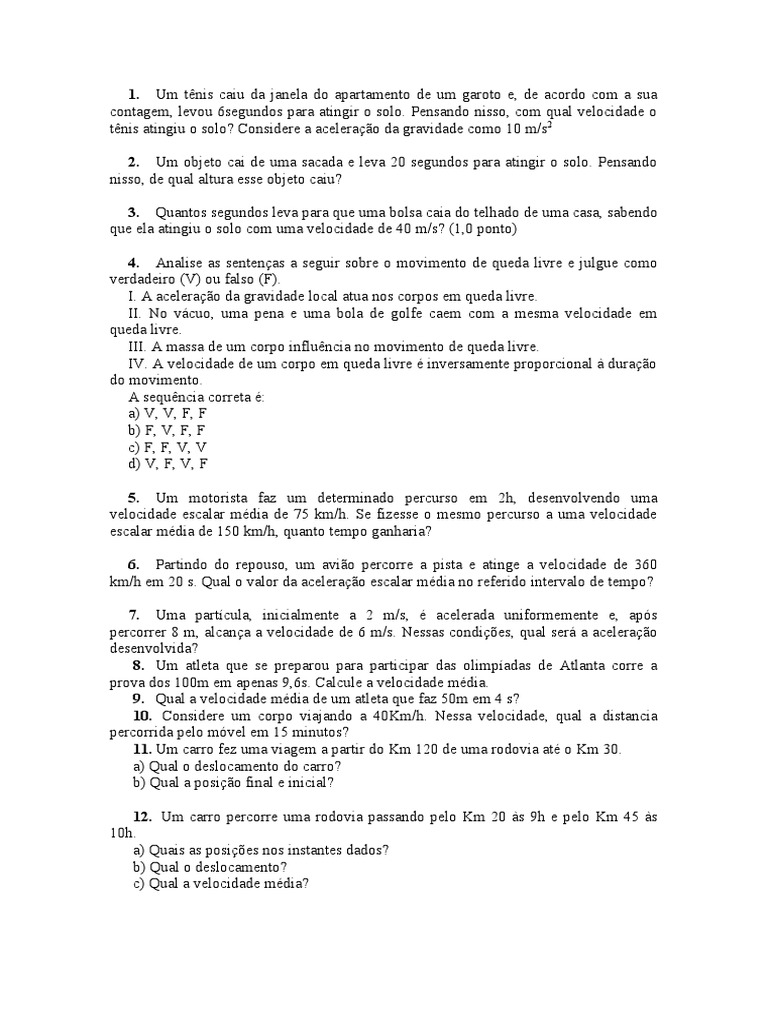 Exercícios de Física | PDF
