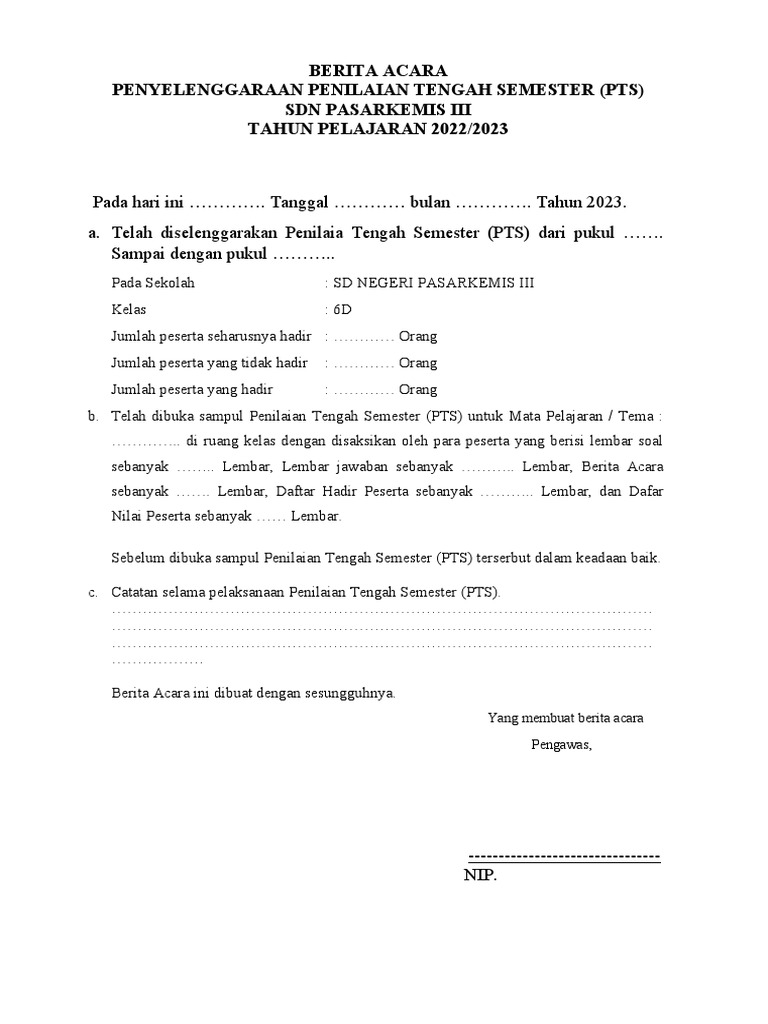 Berita Acara Pat Dan STS | PDF