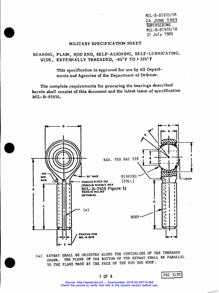 MIL-B-81935 1 Bearing Plain Rod End Self-Aligning | PDF