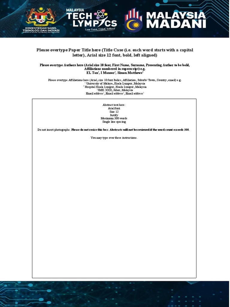 Template Abstrak Sidang Inovasi Belia | PDF