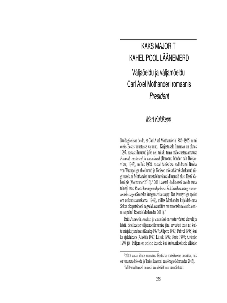 Kaks Majorit Kahel Pool Laanemerd Valjao | PDF