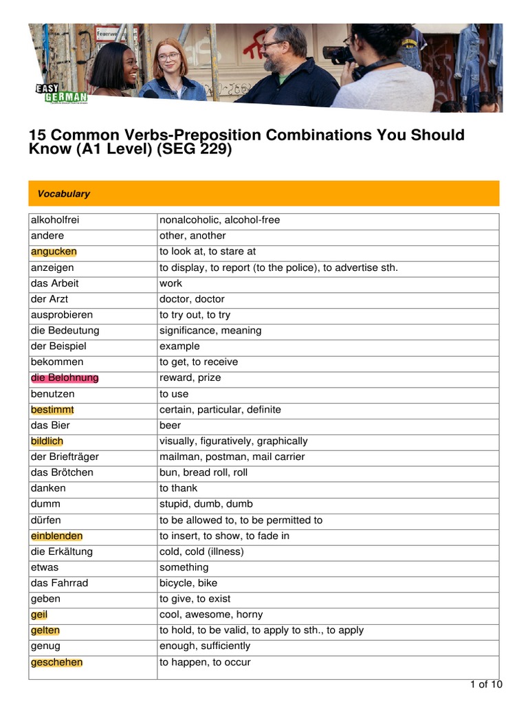 Super Easy German 229 - 16 Verbs + Prepositions You Should Know (A1 ...