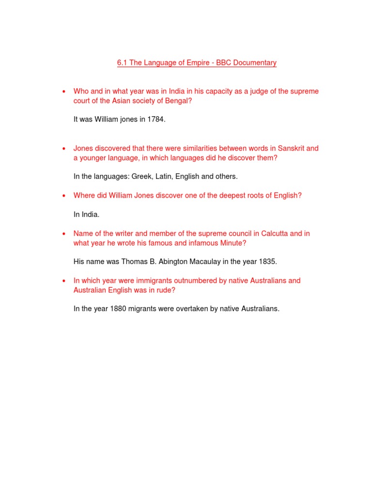 6.1 The Language of Empire - BBC Documentary | PDF