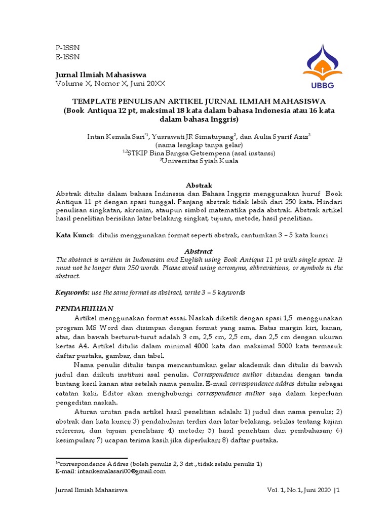 Template Artikel Untuk Jim | PDF