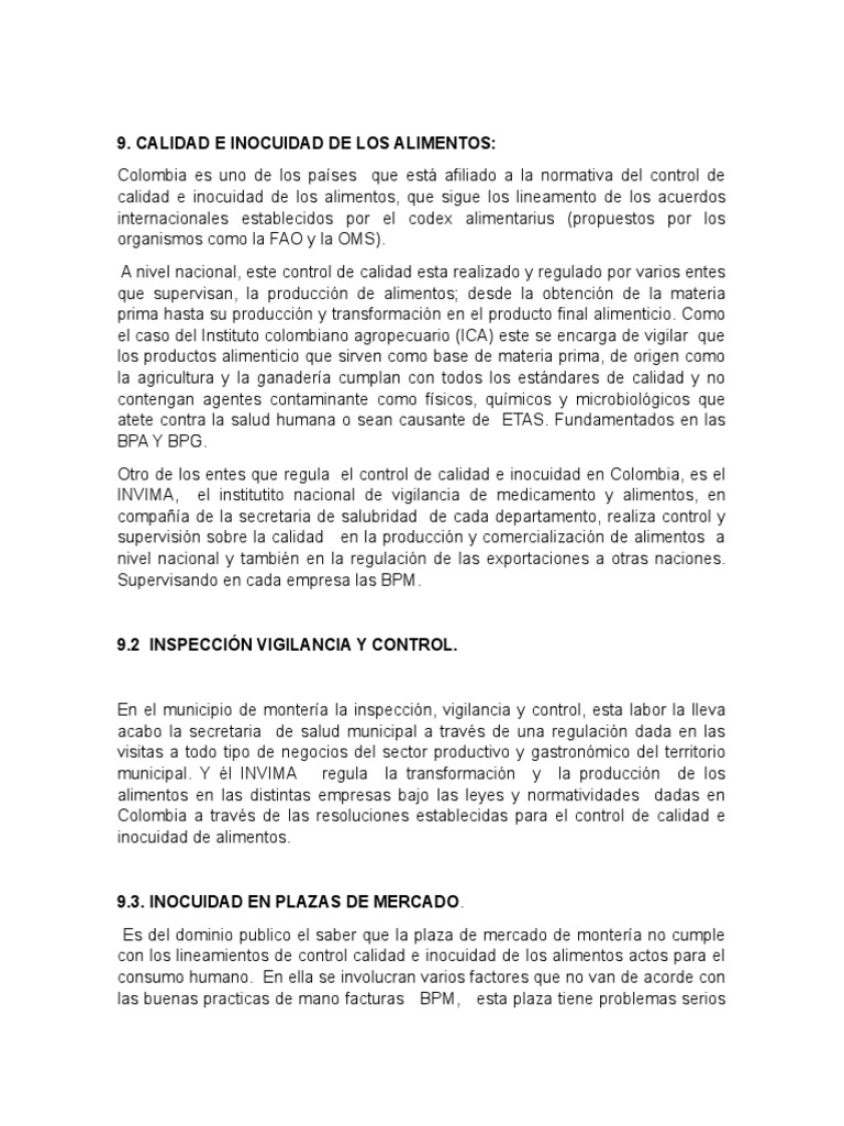 Calidad e Inocuidad de Los Alimentos | PDF | Seguridad alimenticia ...