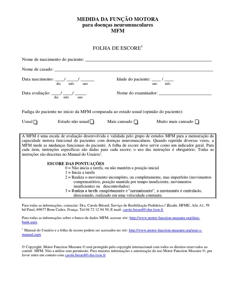 formulario-MFM 18012018 | PDF | Membros (anatomia) | Anatomia humana
