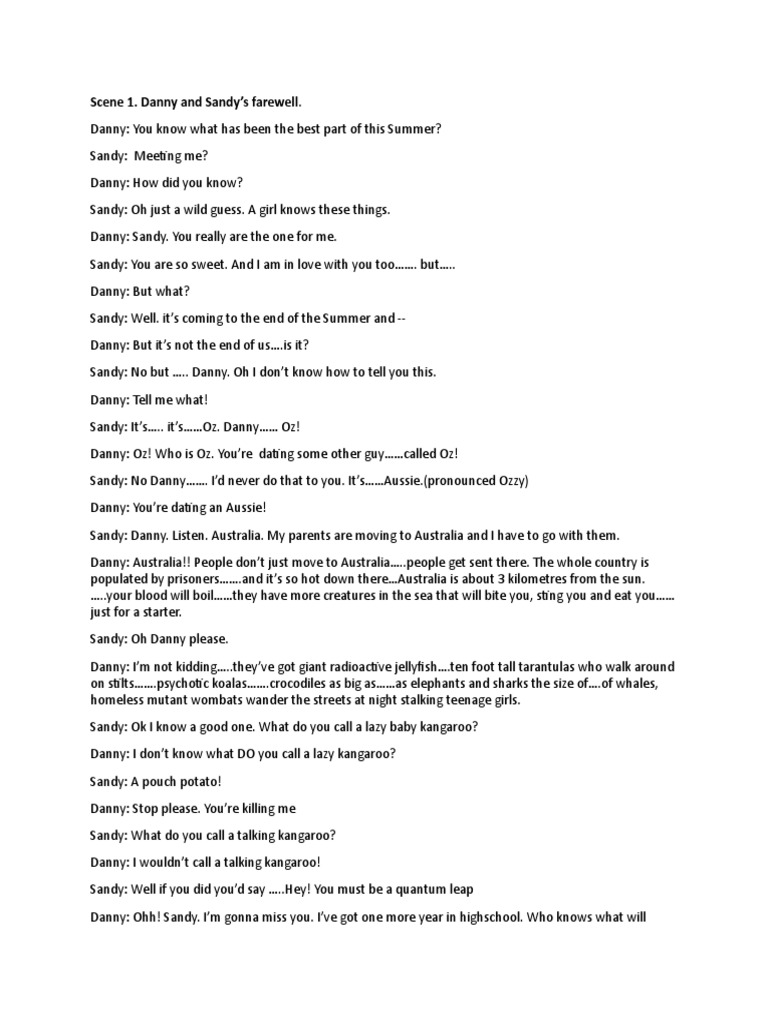 Grease Script 1 | PDF