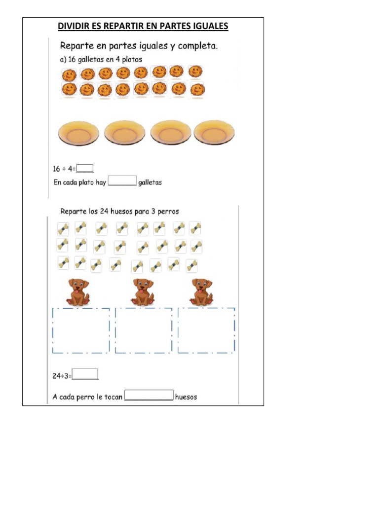 Guía de Repartir en Partes Iguales 4° | PDF