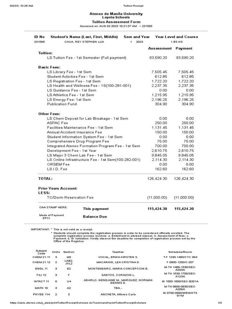Tuition Receipt | PDF | Fee | Payments