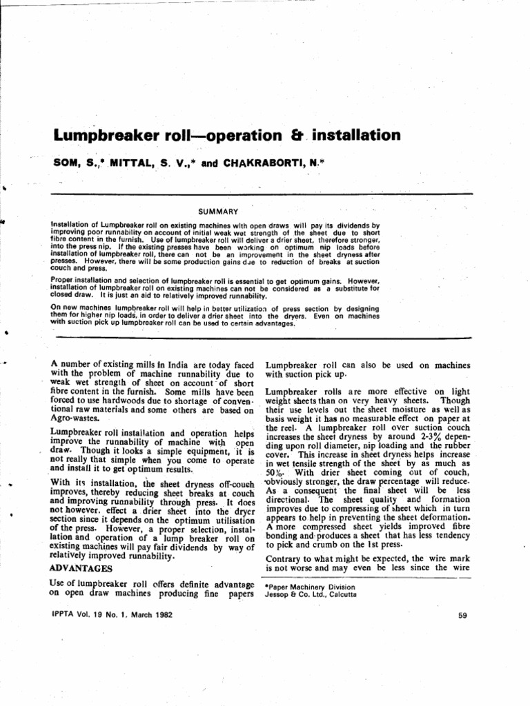 IPPTA 191-59-62 Lumpbreaker Roll Operation | PDF