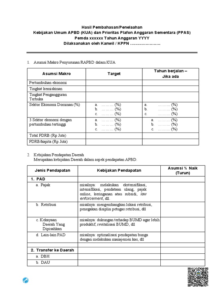 Format Laporan Hasil Pembahasan KUA PPAS Dan RAPBD PDF | PDF | Pengelolaan Keuangan & Uang