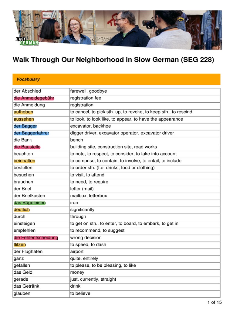 Slow German Neighborhood Walk | PDF | Grammar | Syntax