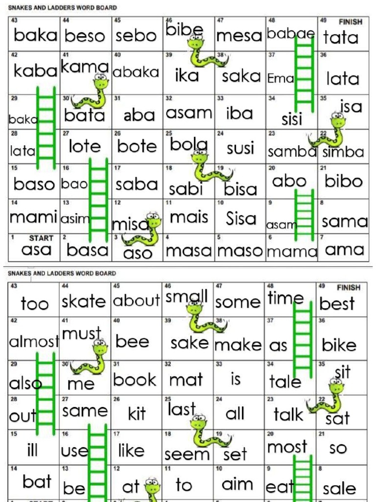 Snakes Ladders Activity FILIPINO 1 | PDF