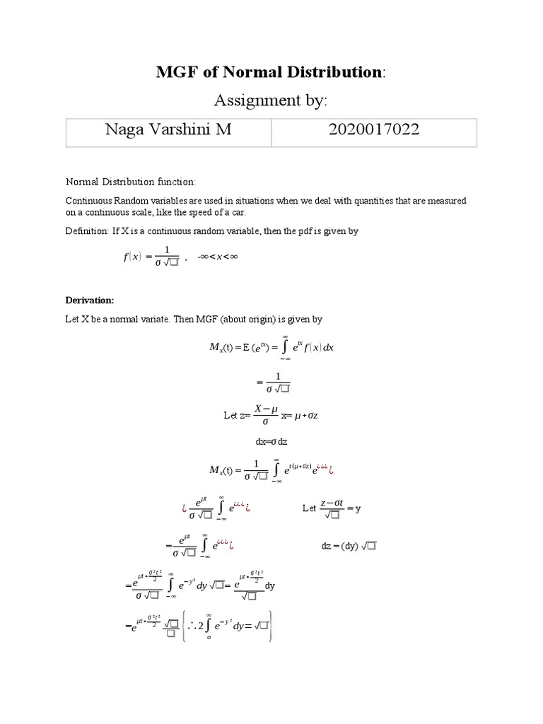 MGF Stat | PDF | Probability Distribution | Probability Density Function