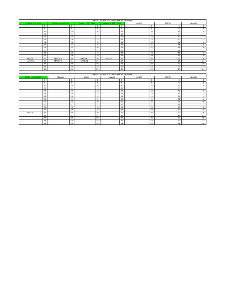 Jadwal Acc 2023 - Valorant | PDF