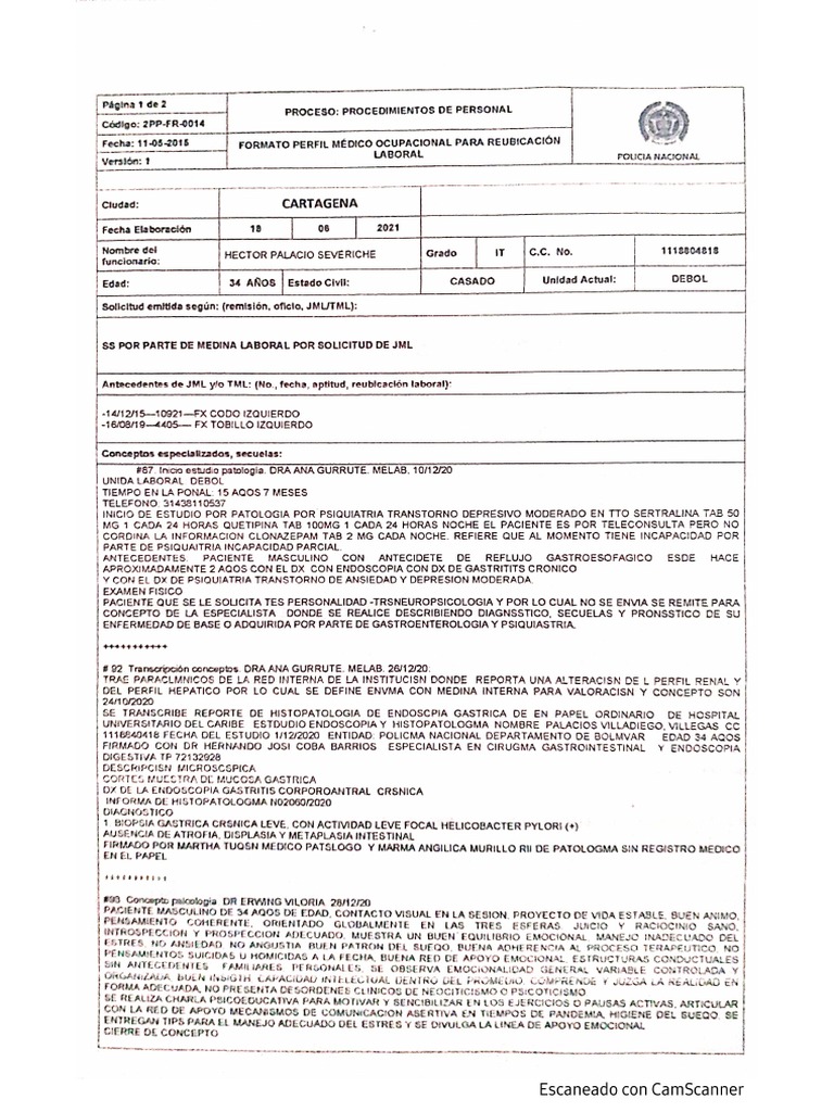 Perfil Médico Ocupacional IT Hector Palacio | PDF Perfil Médico Ocupacional IT Hector Palacio | PDF