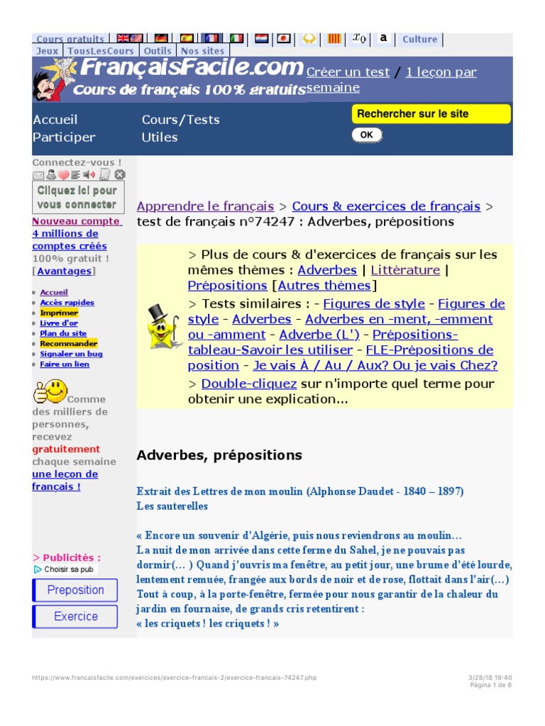 Différence Entre Les Adverbes Et Les Prépositions / Grammaire – EMXE