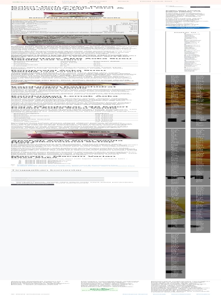 Kalori Roti Aoka Rasa Susu Vanila, Nilai Gizi & Komposisi Nya | PDF